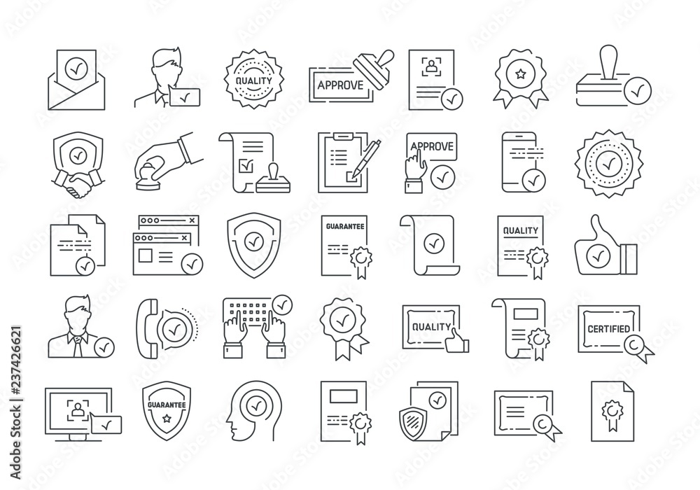 Vector graphic set. 40x40 pixels. Editable stroke size. Icons in flat ...