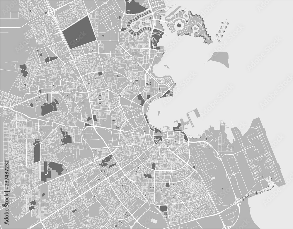 map of the city of Doha, Qatar Stock Vector | Adobe Stock