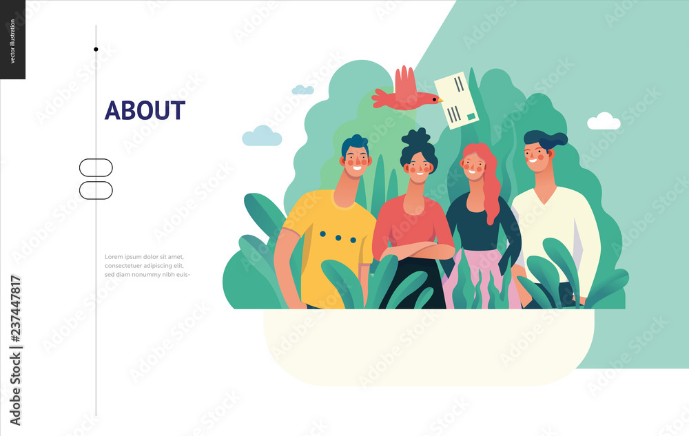 Business series, color 1 - about company, contact -modern flat vector ...