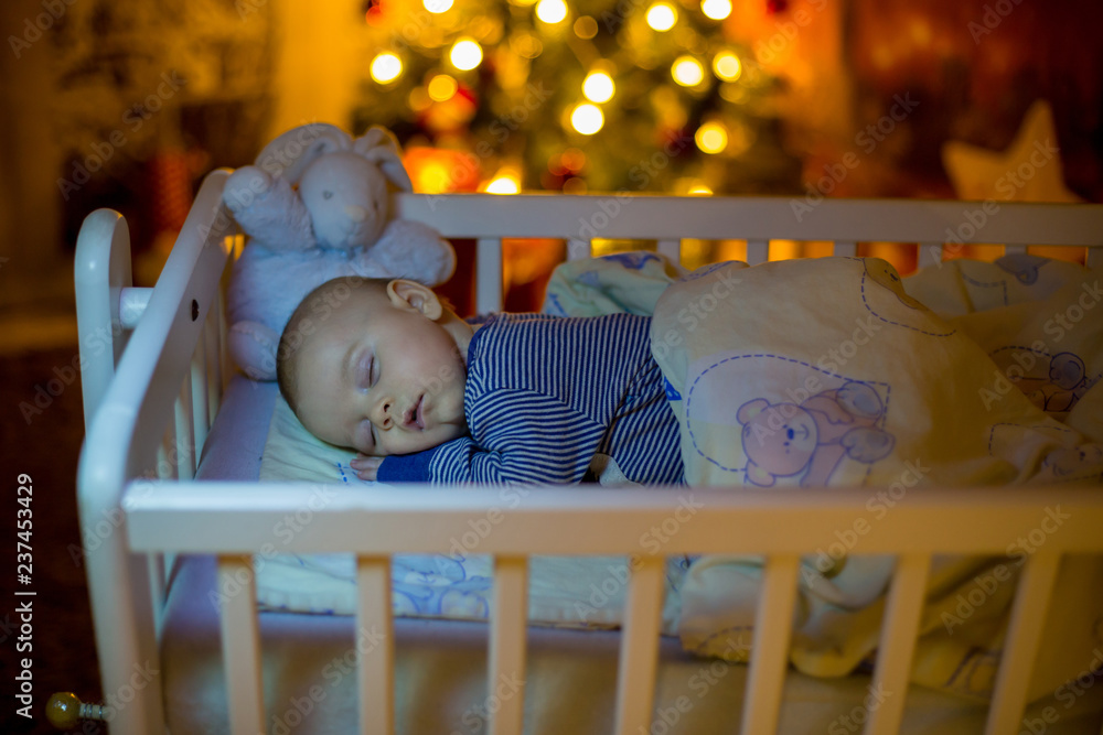 Baby Sleeping In Crib At Night