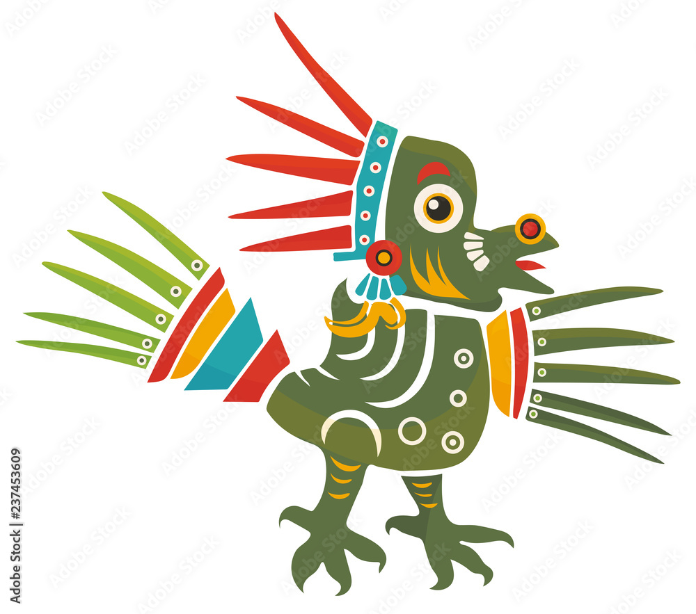 Aztec Codex Borbonicus art imitation vector illustration. Tribal native ...