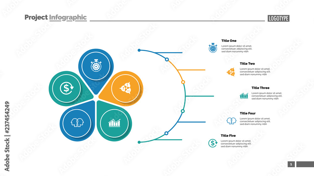 Petal diagram with five elements. Option graph, diagram, layout ...