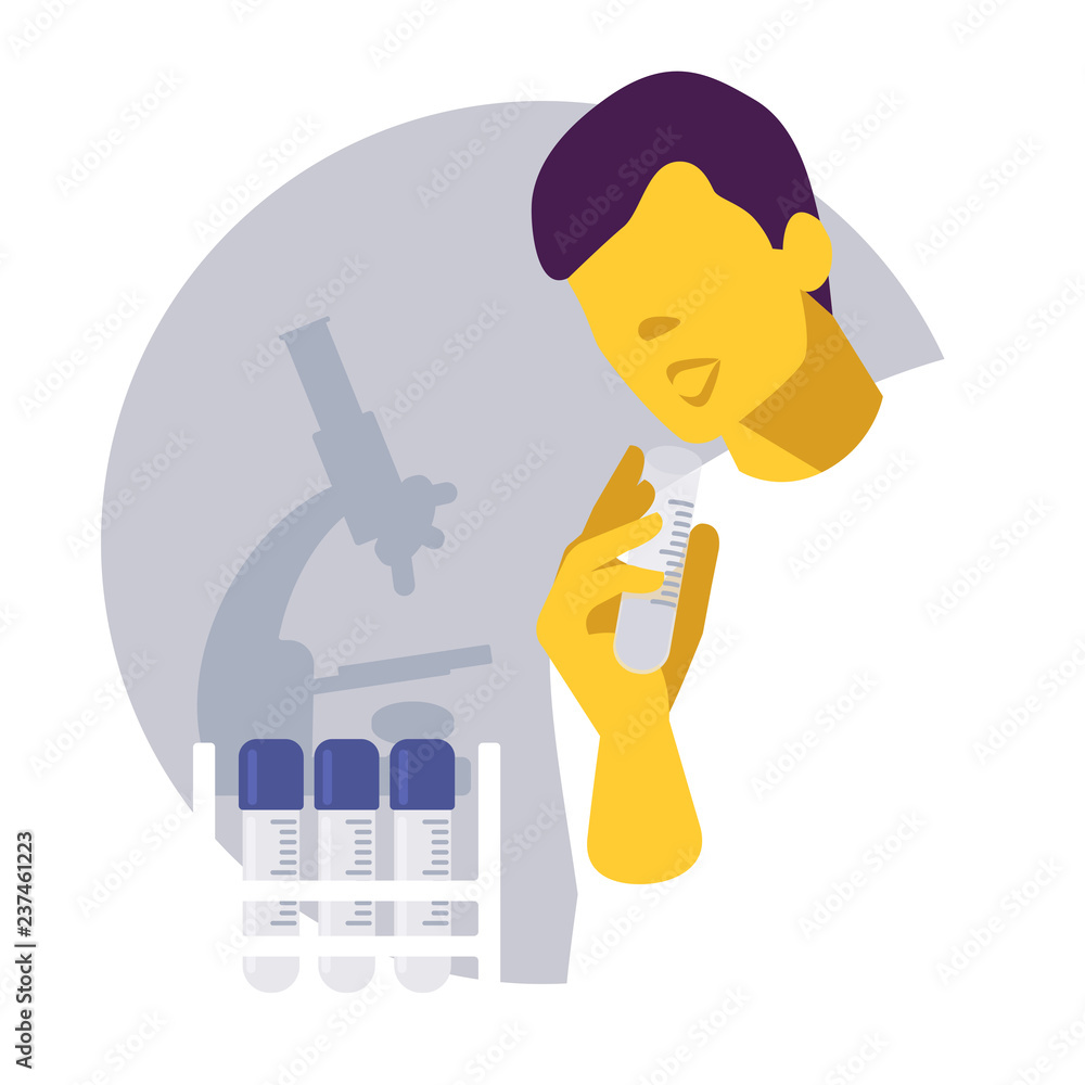 Man coughs up a sample of mucus from his lungs. Medical test for Lung ...