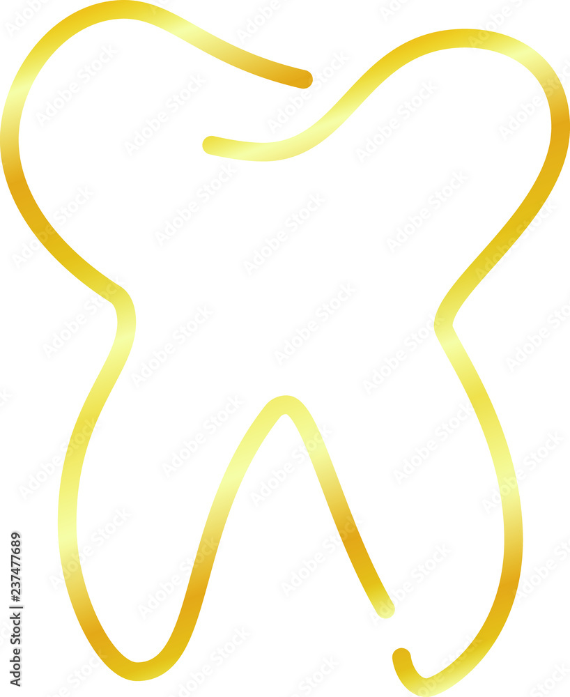 Gold Simple Line drawing of tooth Stock Vector | Adobe Stock