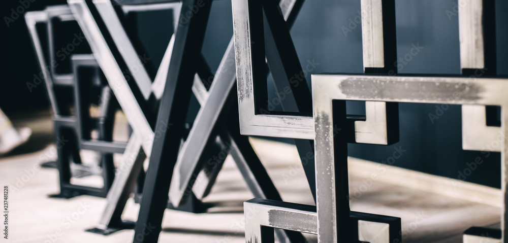 metal frameworks of a design for an interior of the house. Production ...