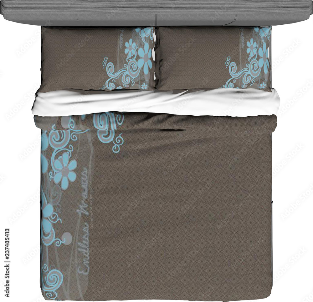 Bed top view / Bed overhead view isolated on white background perfect ...