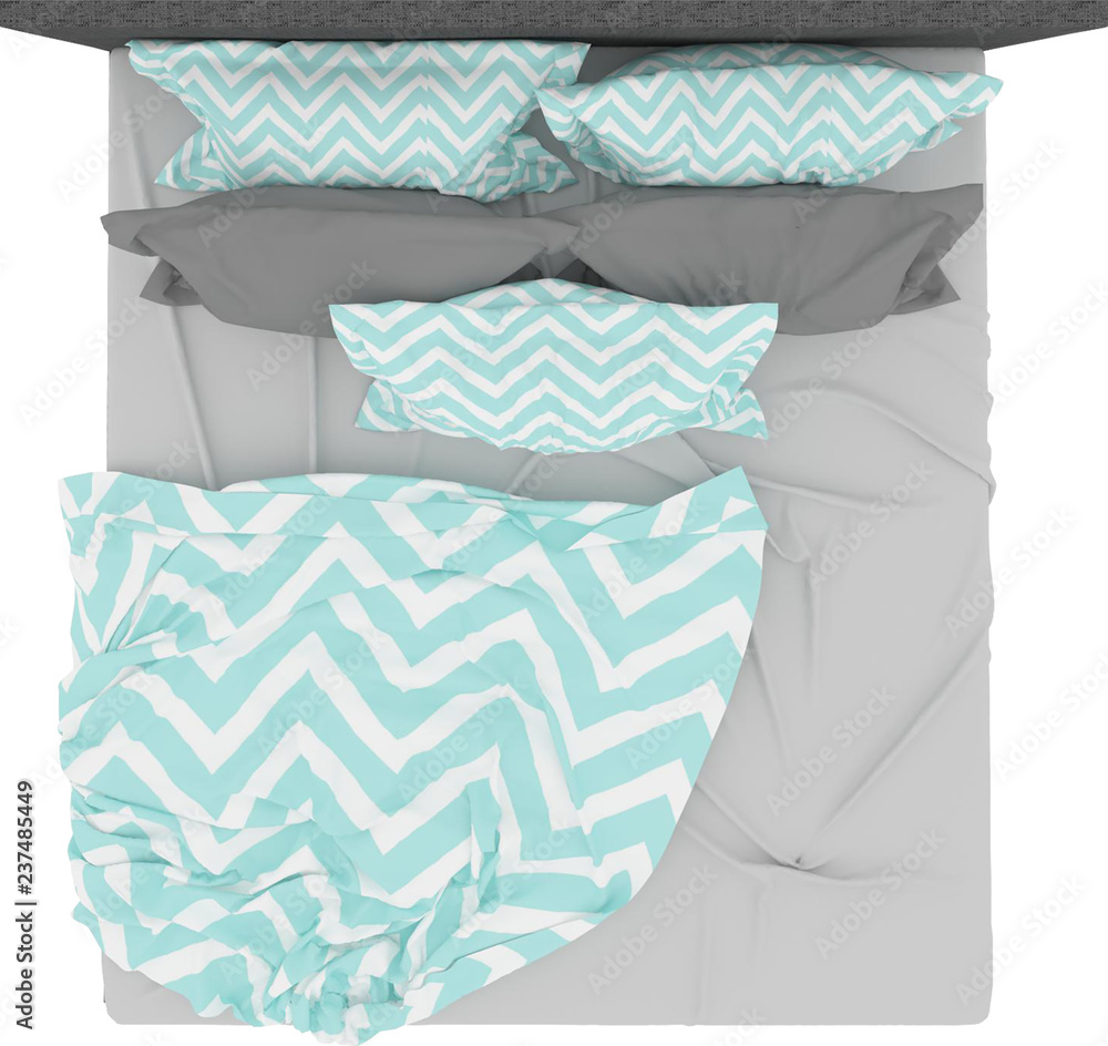 Bed top view / Bed overhead view isolated on white background perfect ...