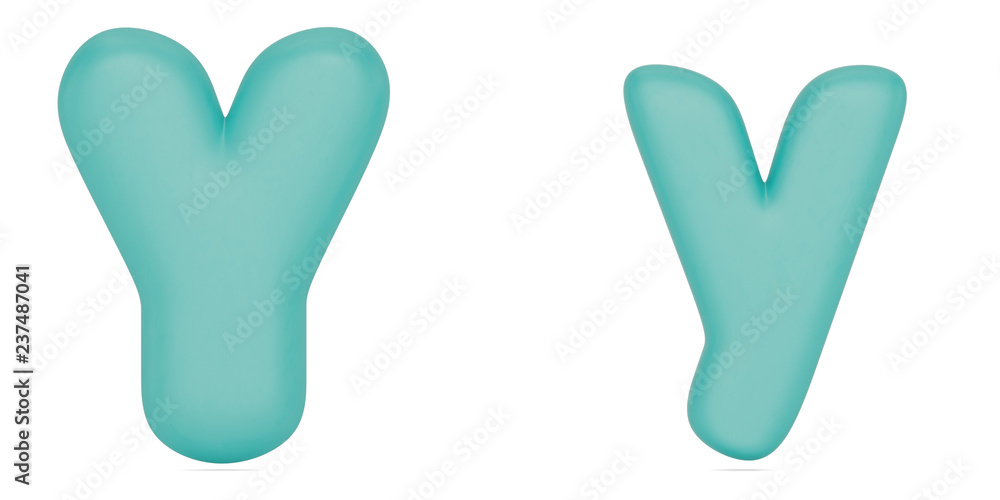 Fat cartoon color alphabet letter y isolated on white background. 3D ...