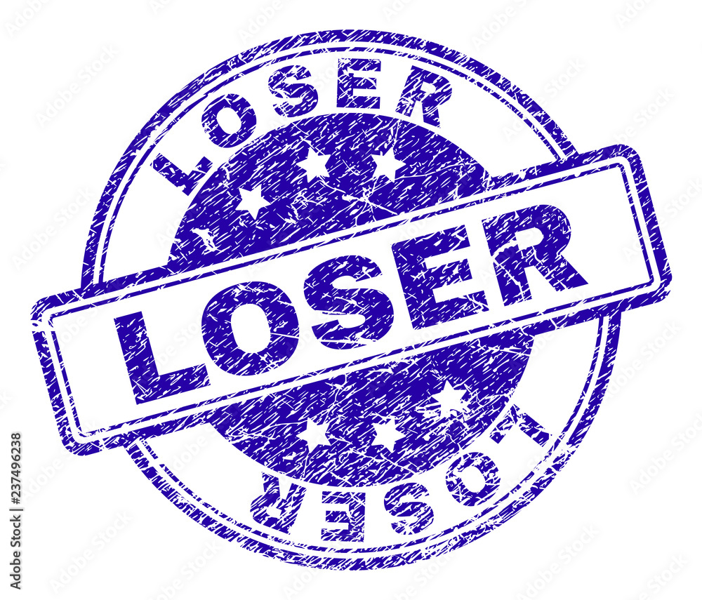 LOSER stamp seal imprint with grunge texture. Designed with rounded ...