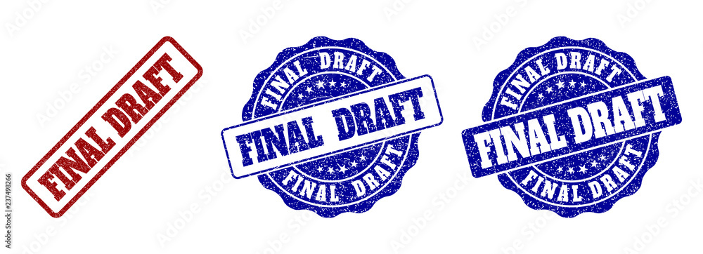 FINAL DRAFT grunge stamp seals in red and blue colors. Vector FINAL ...