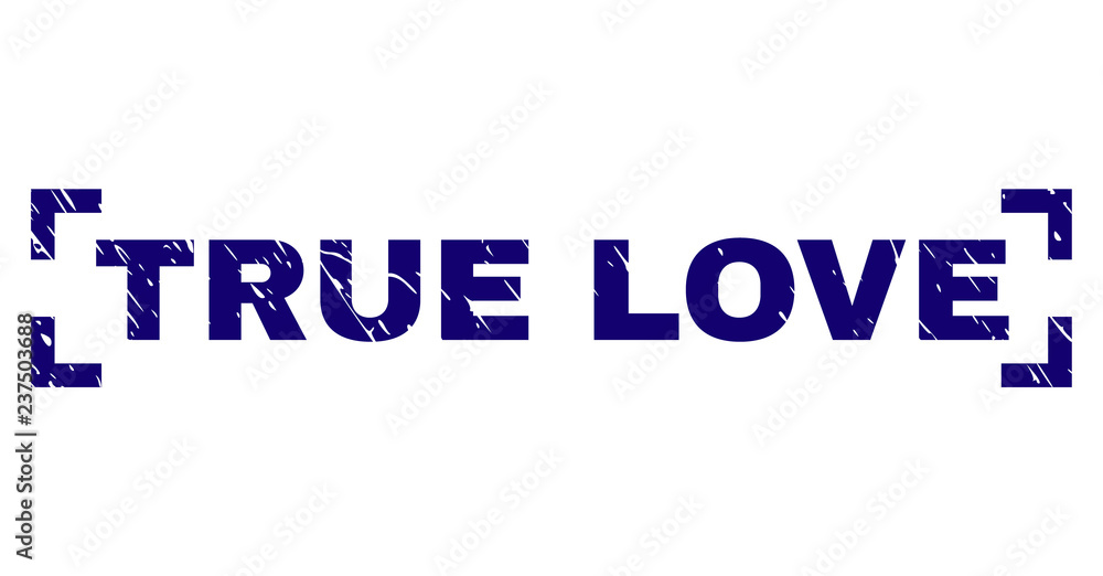 TRUE LOVE text seal imprint with distress texture. Text caption is ...