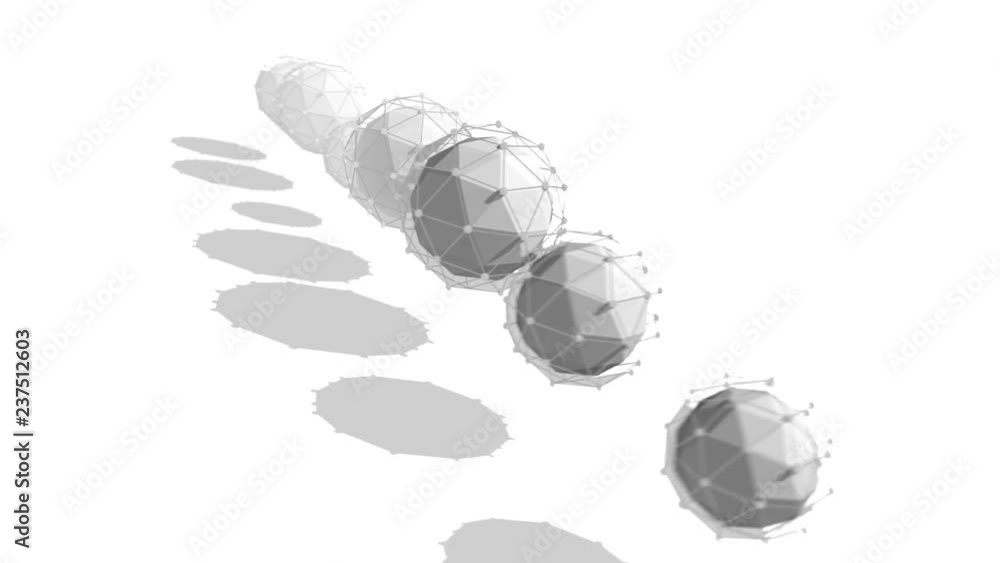 Striking 3d rendering of seven multishaped spheres with nets placed in ...