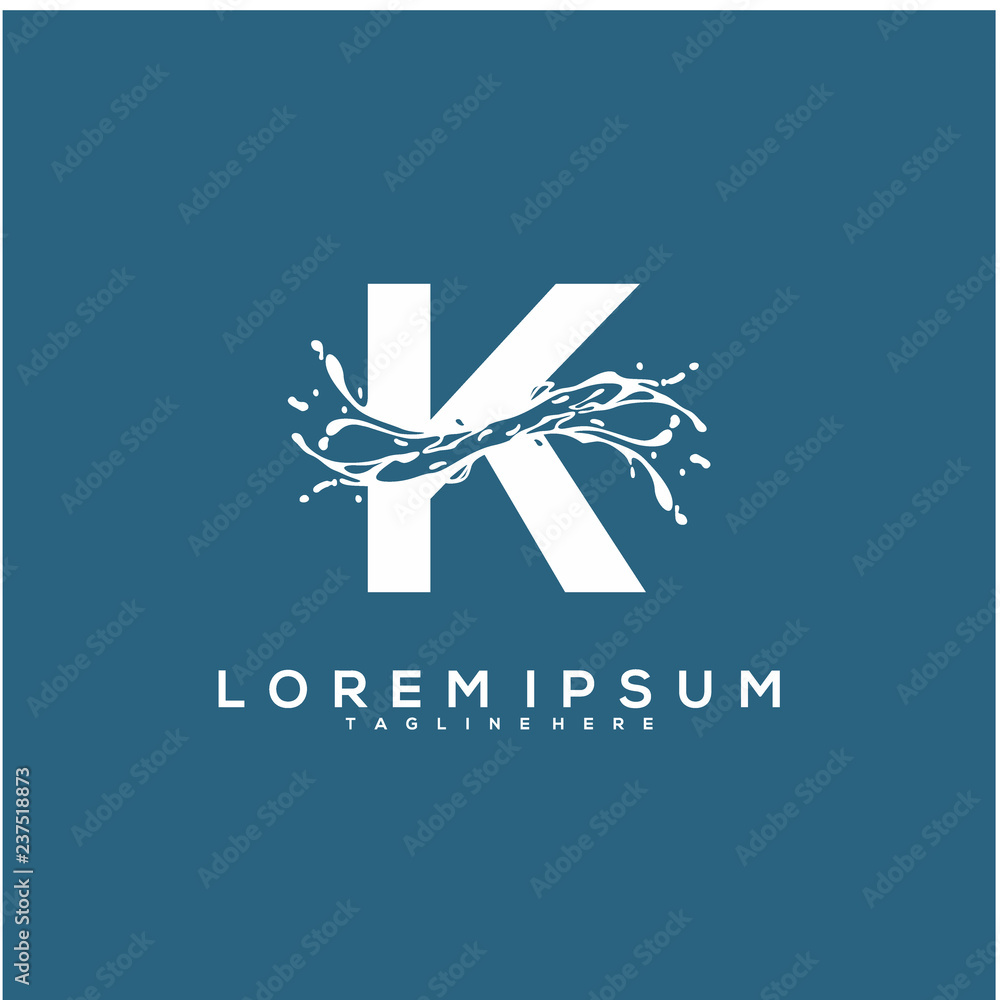 Abstract Initial K logo design concept, water logo vector design Stock ...