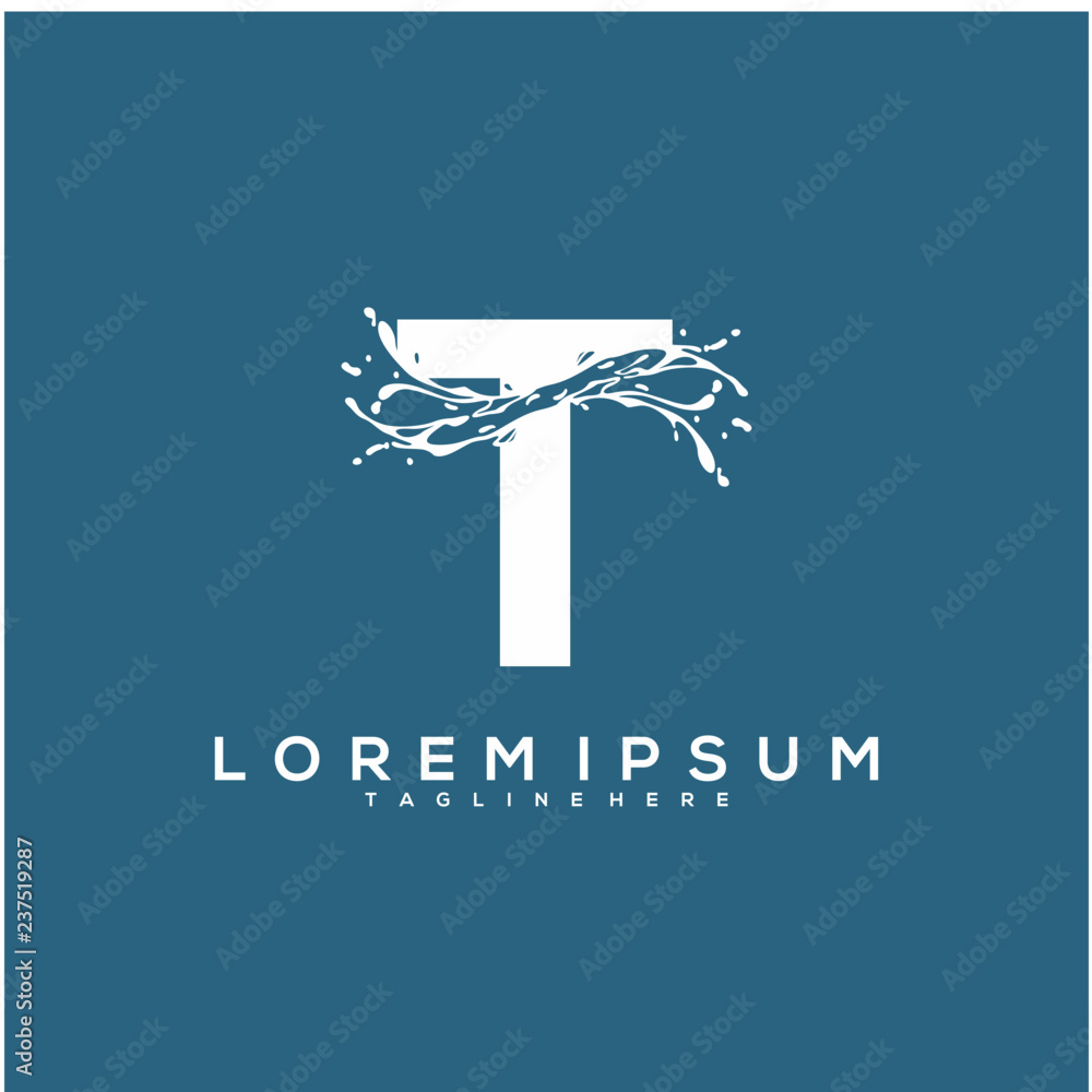 Abstract Initial T logo design concept, water logo vector design Stock ...