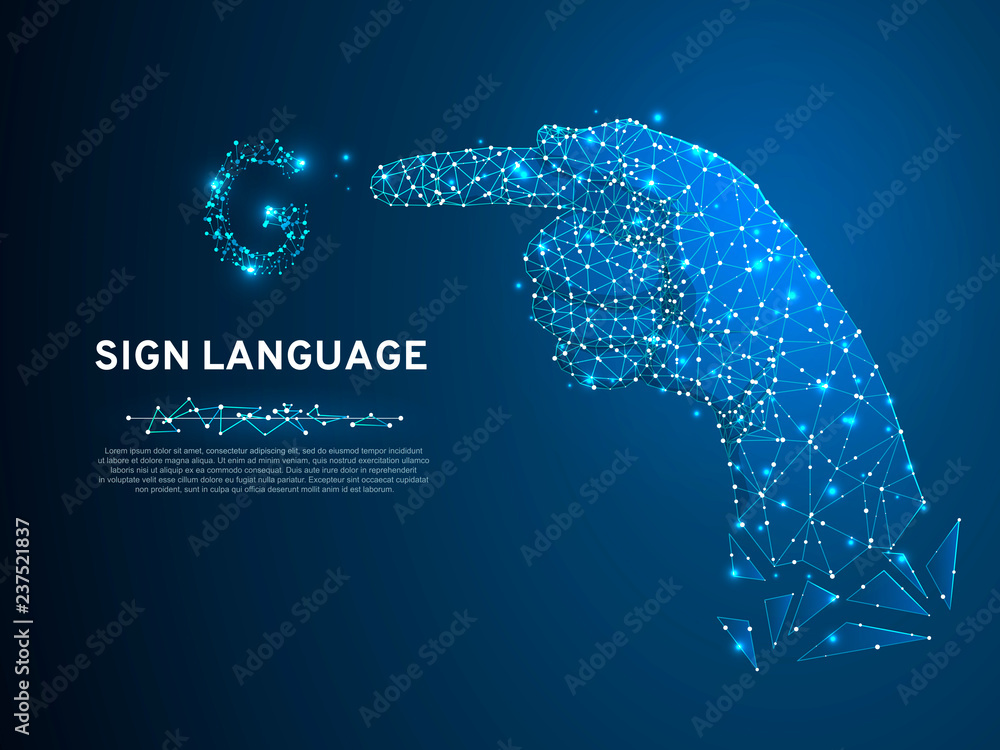 Sign language G letter, hand that use the visual-manual modality to ...