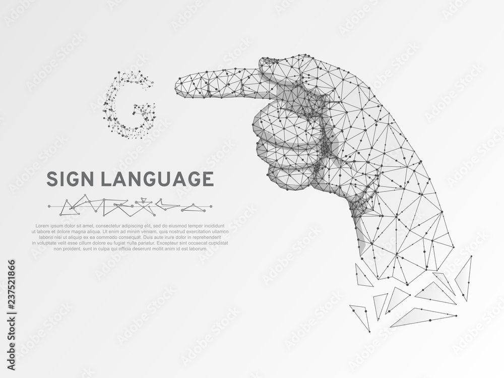 Vecteur Stock Origami Sign language G letter, hand that use the visual ...