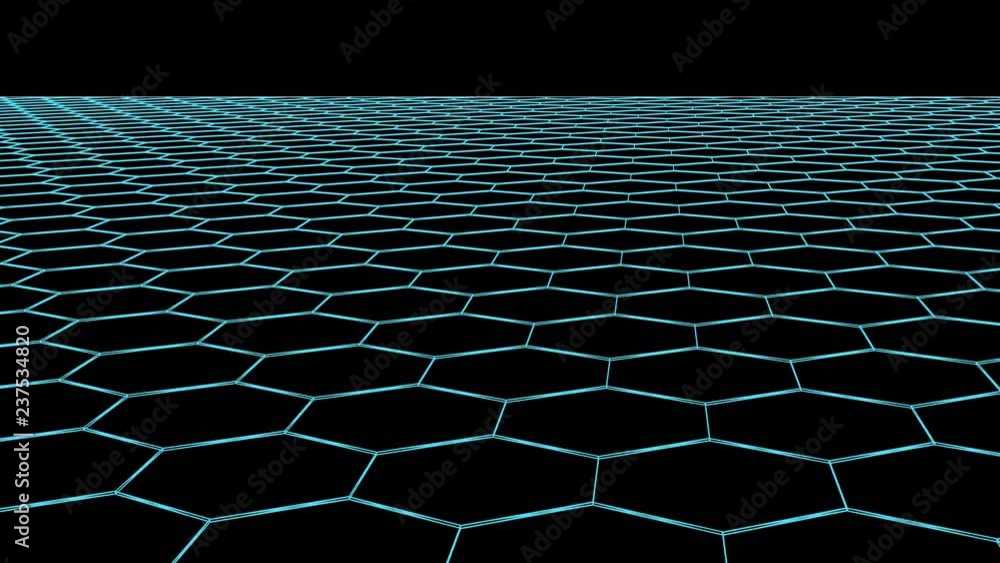 hexagonal grid net field landscape flight seamless loop drawing motion ...