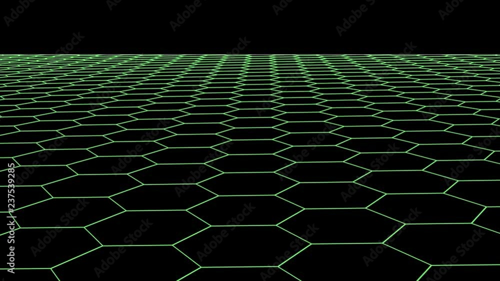 hexagonal grid net field landscape flight seamless loop drawing motion ...