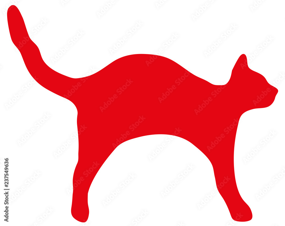Silhouette Of Cat Arching Back