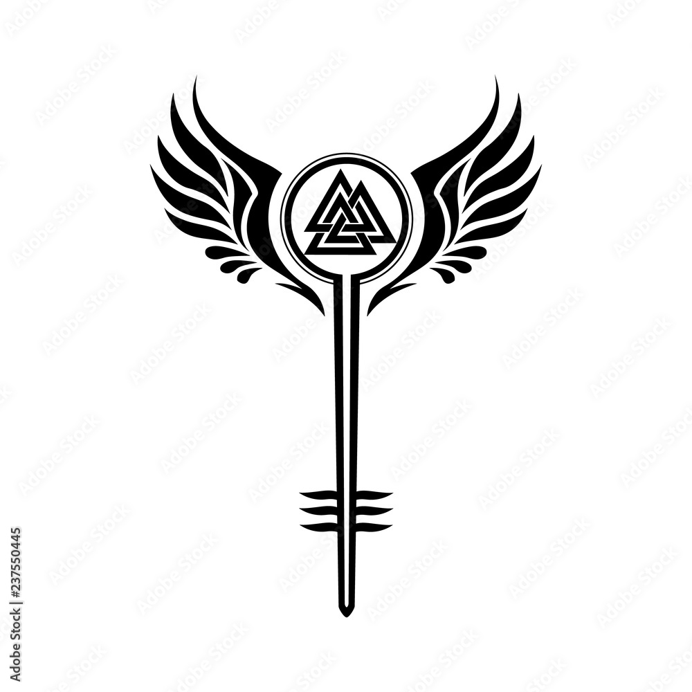 Valkyrie symbol with Odin's Valknut Stock Vector | Adobe Stock