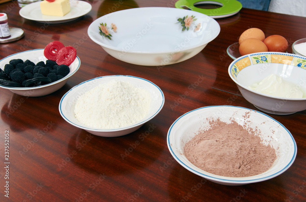 The process of making pie dough by hand. Baking cake in a kitchen dough ...