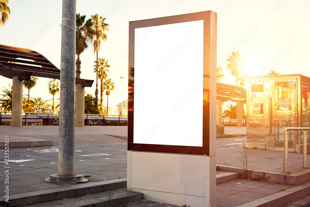 Mockup of a blank empty white advertising urban billboard, placeholder ...