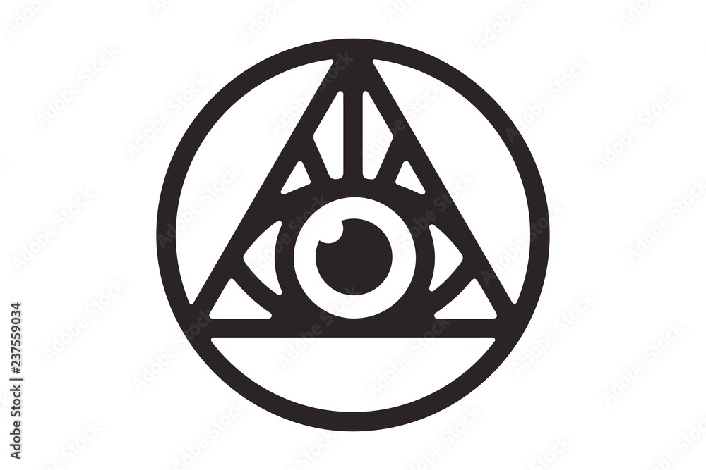 The Masonic eye in the triangle and the circle, sacred geometry Stock ...