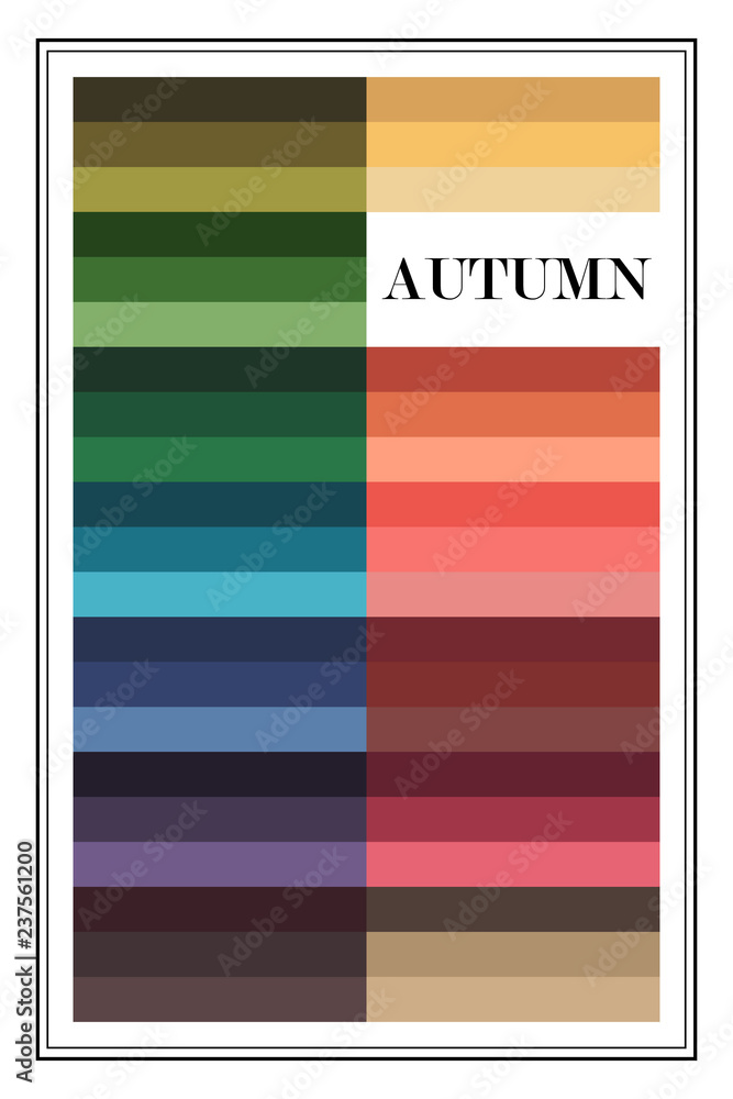Stock vector color guide. Seasonal color analysis palette for autumn ...