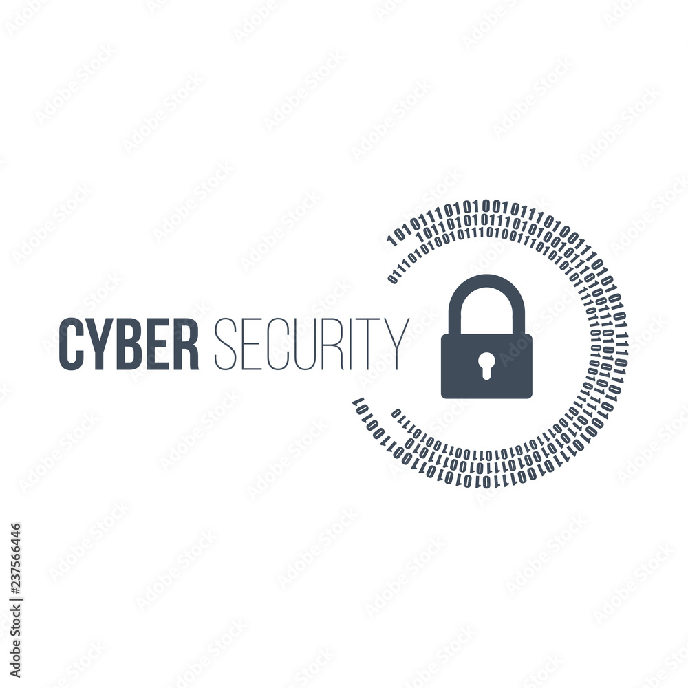 abstract technology concept cyber security with lock and digital binary ...