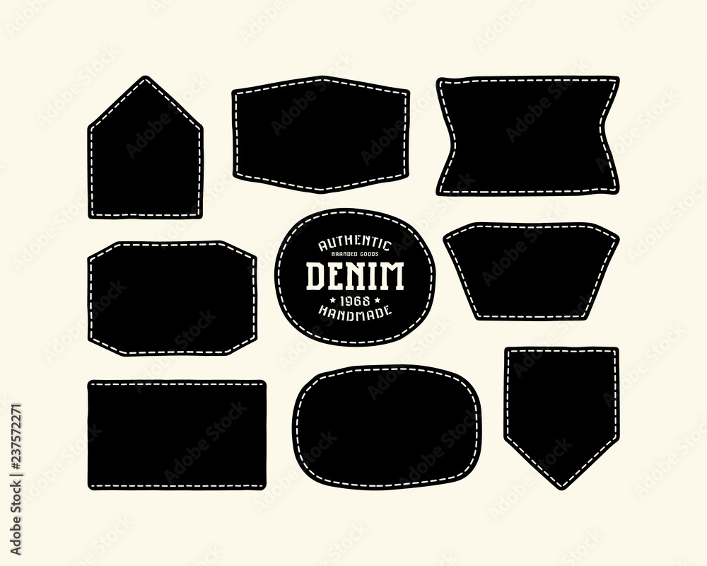 Set of patch silhouettes for denim clothing Stock Vector | Adobe Stock