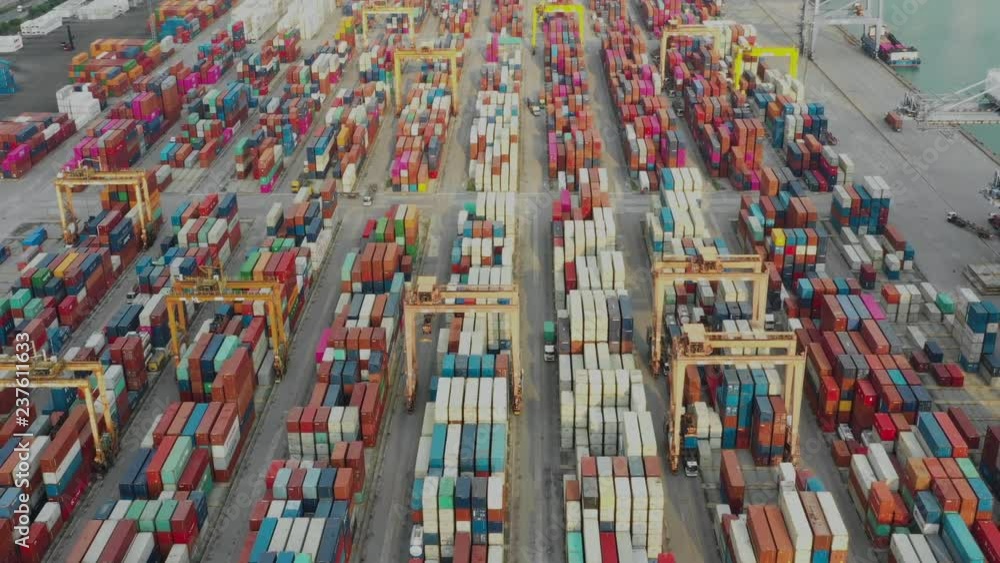 Video Container ship in export and import business and logistics ...