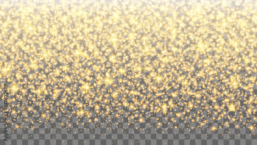 Gold sparkles on the transparent background. Vector light effect. Stock ...