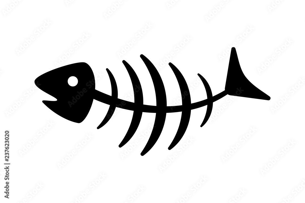 Fish bone icon. Fish bone cartoon icon isolated on white background ...