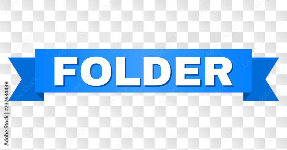 FOLDER text on a ribbon. Designed with white caption and blue stripe ...