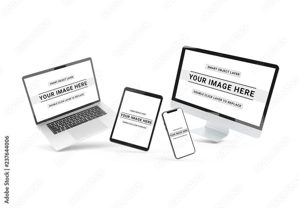 Floating Devices Mockup Stock Template | Adobe Stock