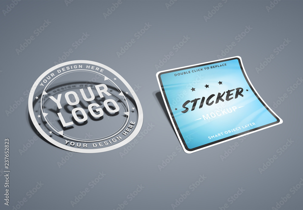 Isolated Multi-Shape Sticker Mockup Stock Template | Adobe Stock