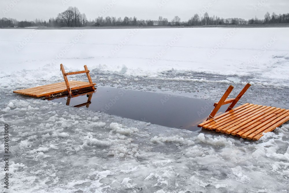 Jordan on the day of the Epiphany is prepared for swimming in the lake ...