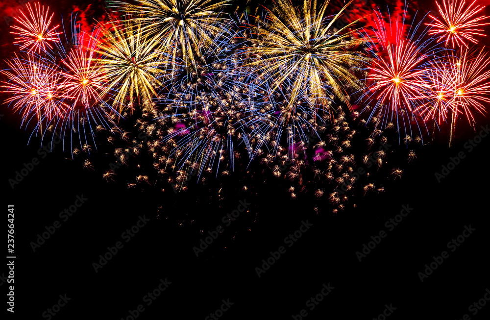 Colorful fireworks festival happy new year Stock Photo | Adobe Stock