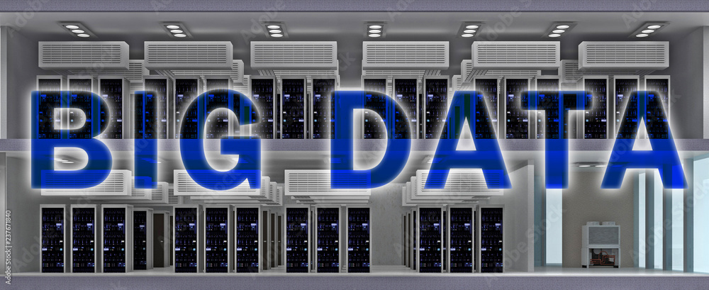 double exposure text big data in building data center with floors in ...