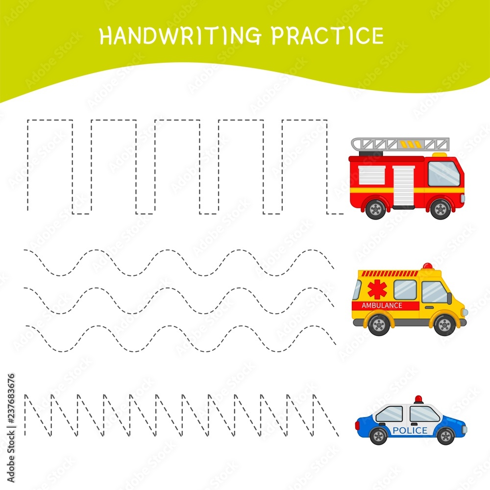 Handwriting practice sheet. Basic writing. Educational game for ...