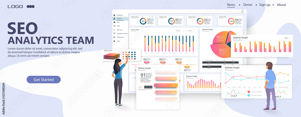 People interacting with charts and analyzing statistics. Data ...