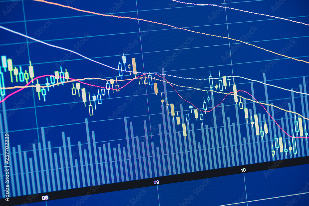 Stock Market Chart On Screen Of Computer Stock Photo | Adobe Stock