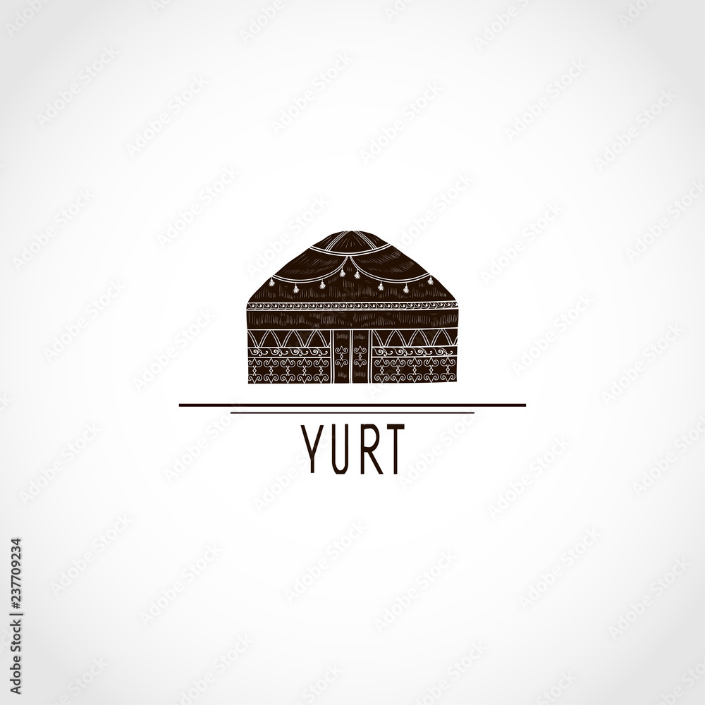 Yurt. Silhouette. Logo, emblem, symbol. Stock Vector | Adobe Stock
