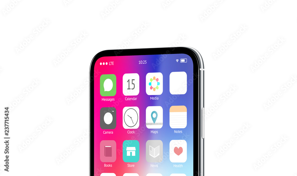 Blank white app icon on phone screen menu interface mockup Stock Photo ...