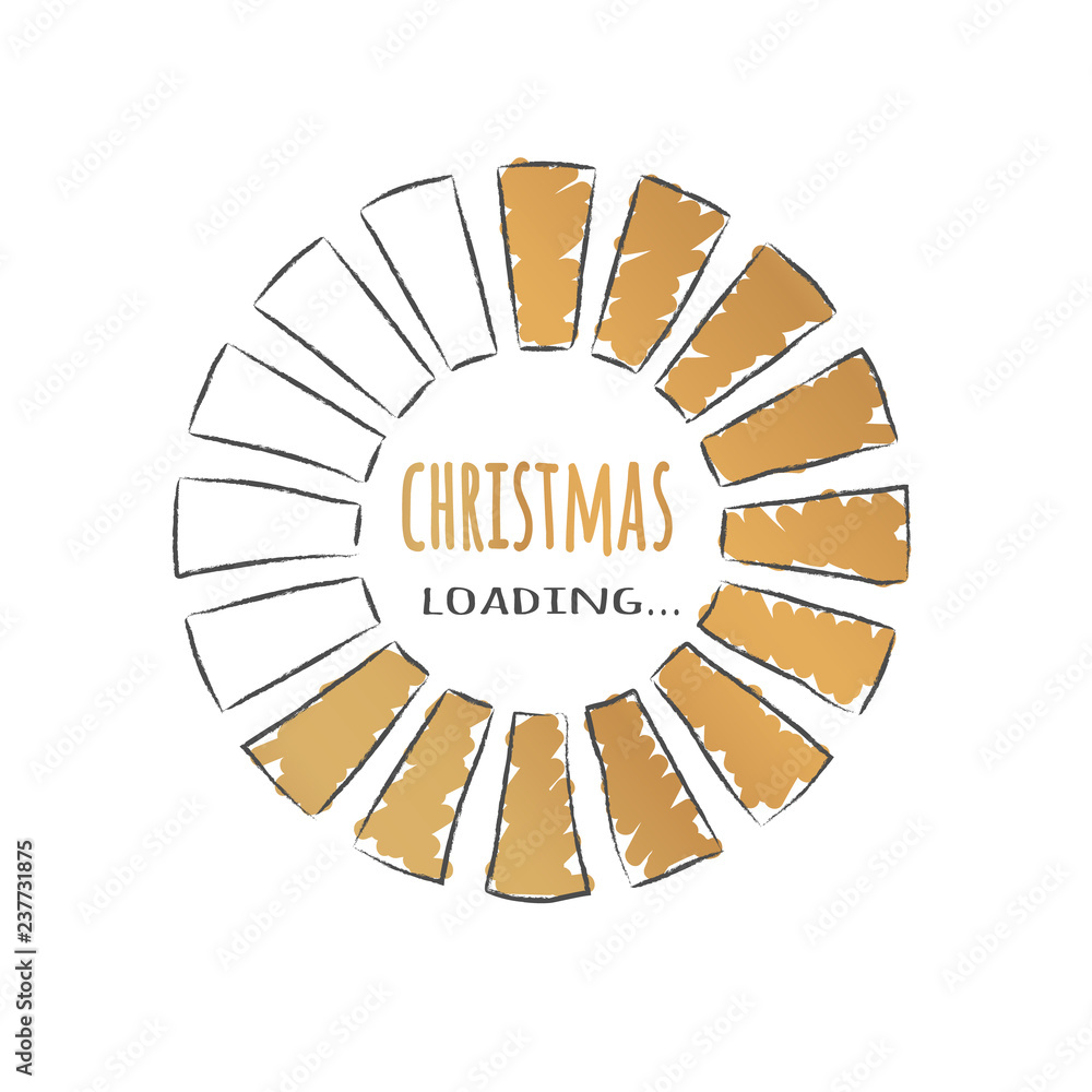 Round golden progress bar with inscription - Christmas loading in ...