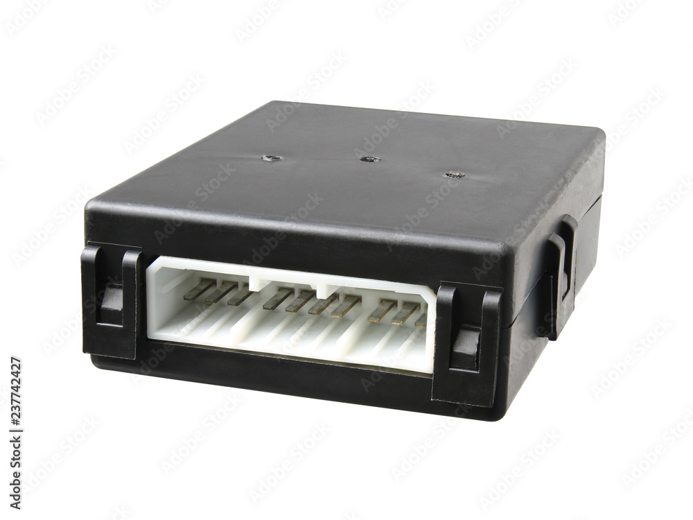 Engine control unit, ECU (with clipping path) isolated on white ...