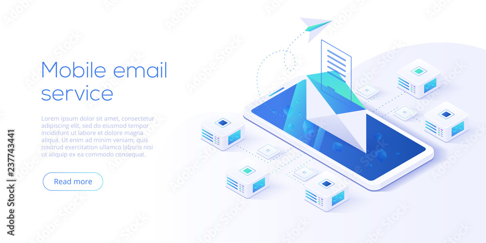 Email service isometric vector illustration. Electronic mail message ...
