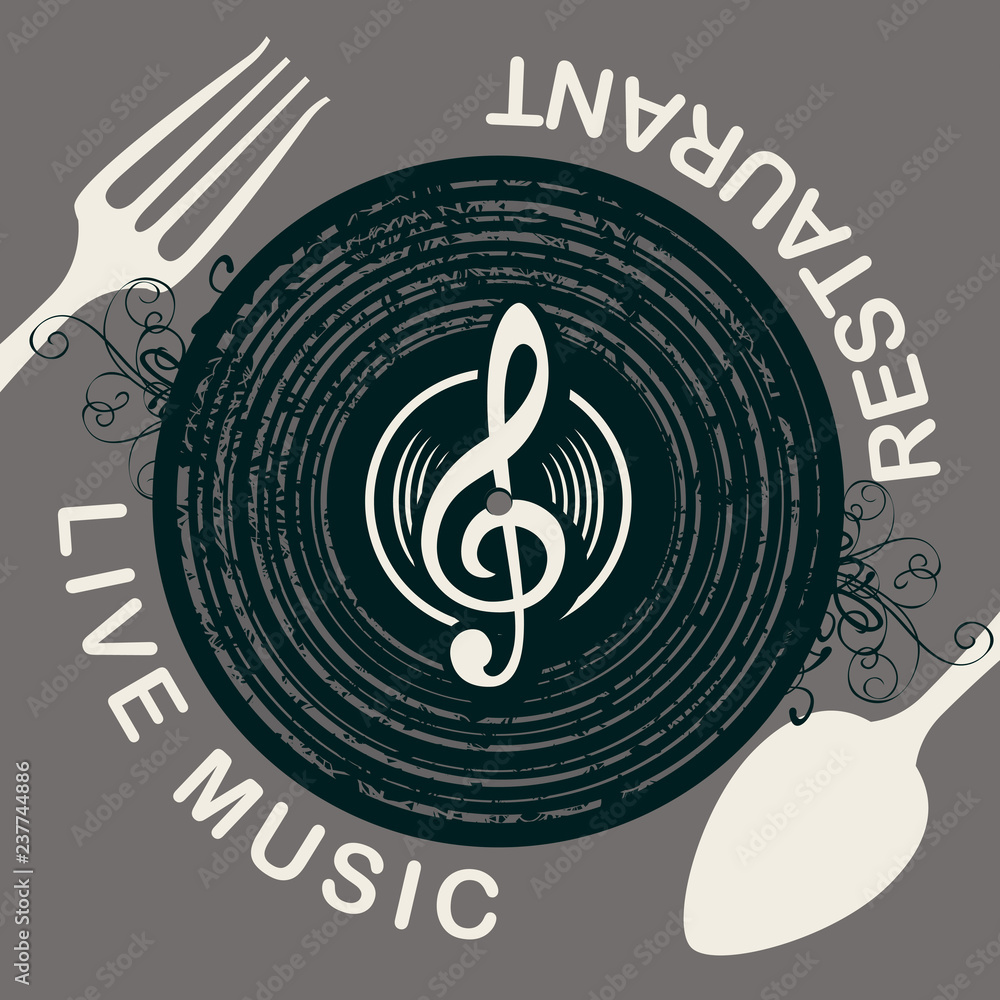 Vector menu or banner for restaurant with live music decorated with old ...