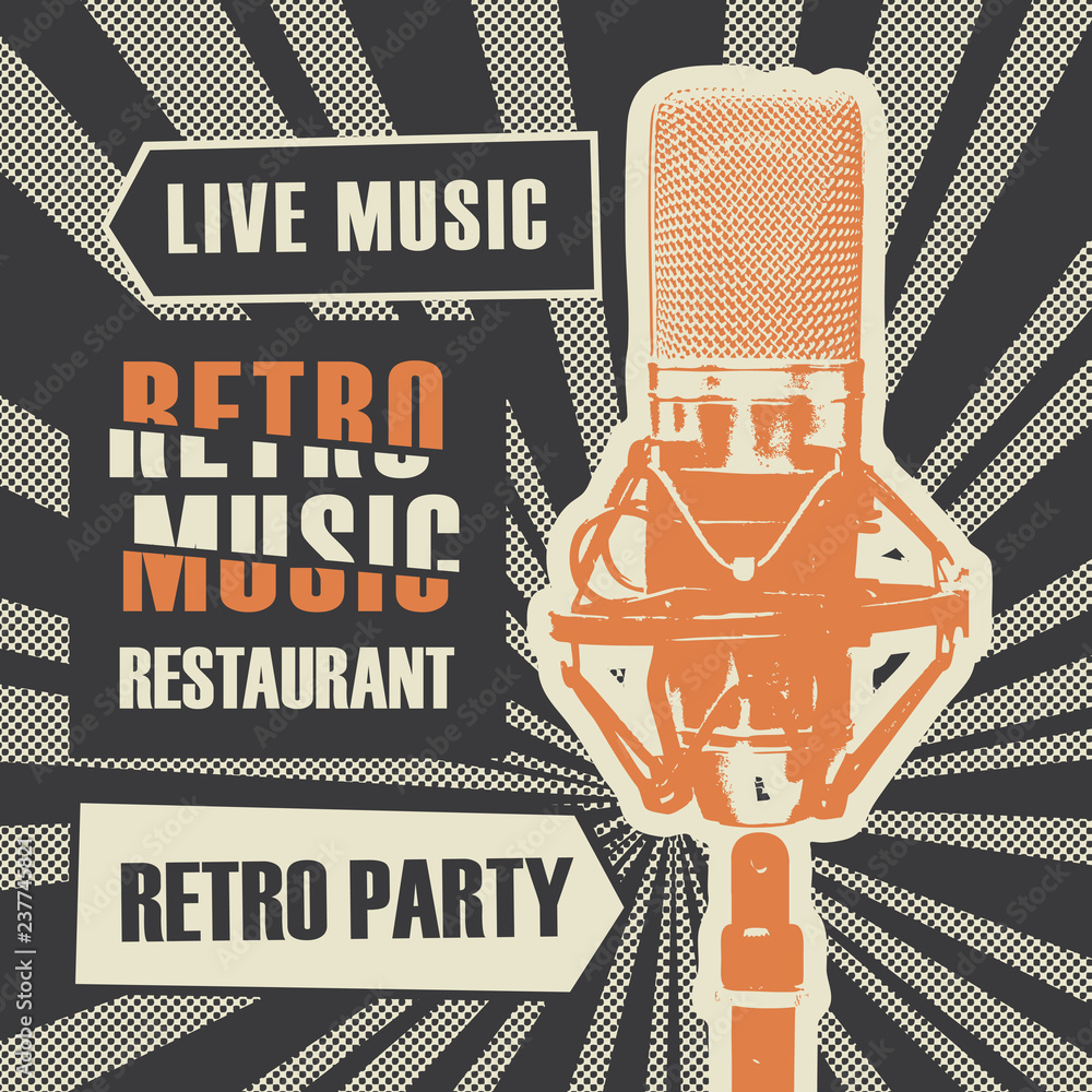 Vector banner or restaurant menu with live music decorated with ...