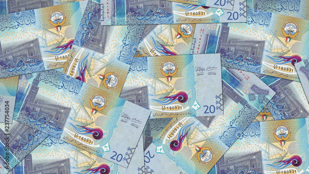 Kuwait KWD banknote as background wallpaper using 20 KWD Twenty Dinars ...